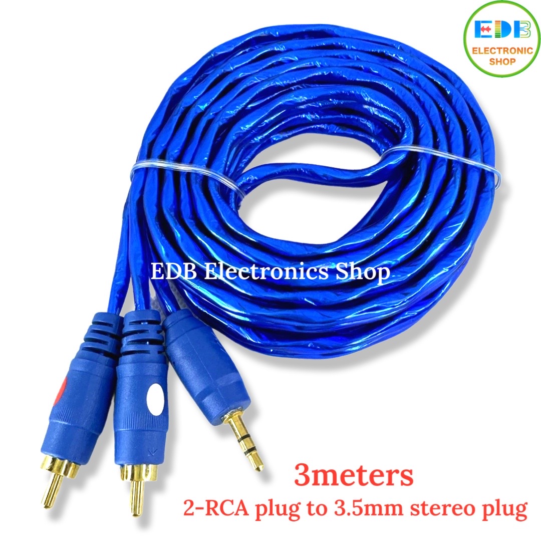 3M Audio Cord 2 RCA plug to 3.5mm stereo plug RCA cord Audio jack MP3 ...