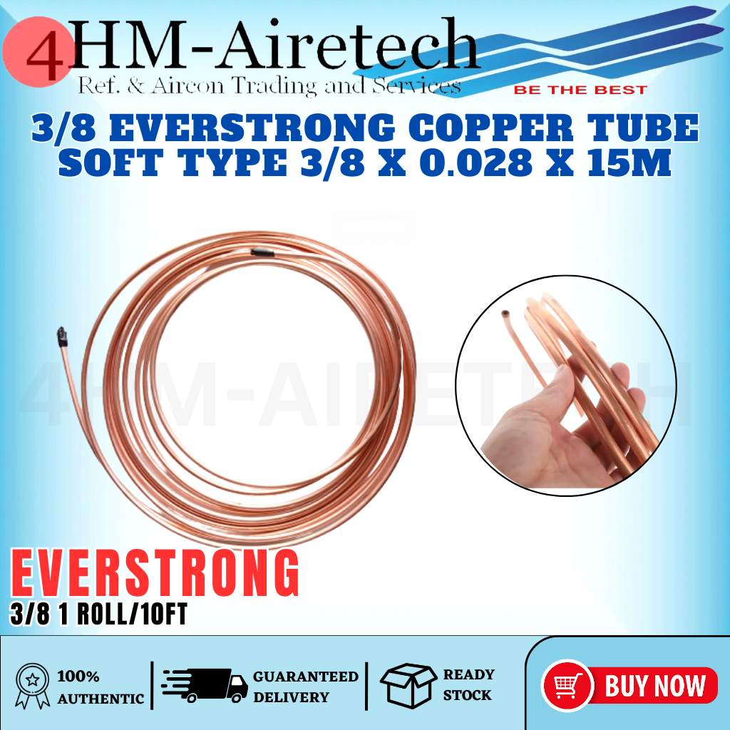 4HM 3/8 Copper Tube EVERTSTRONG Softdrawn Type for Airconditioning 3/8 ...