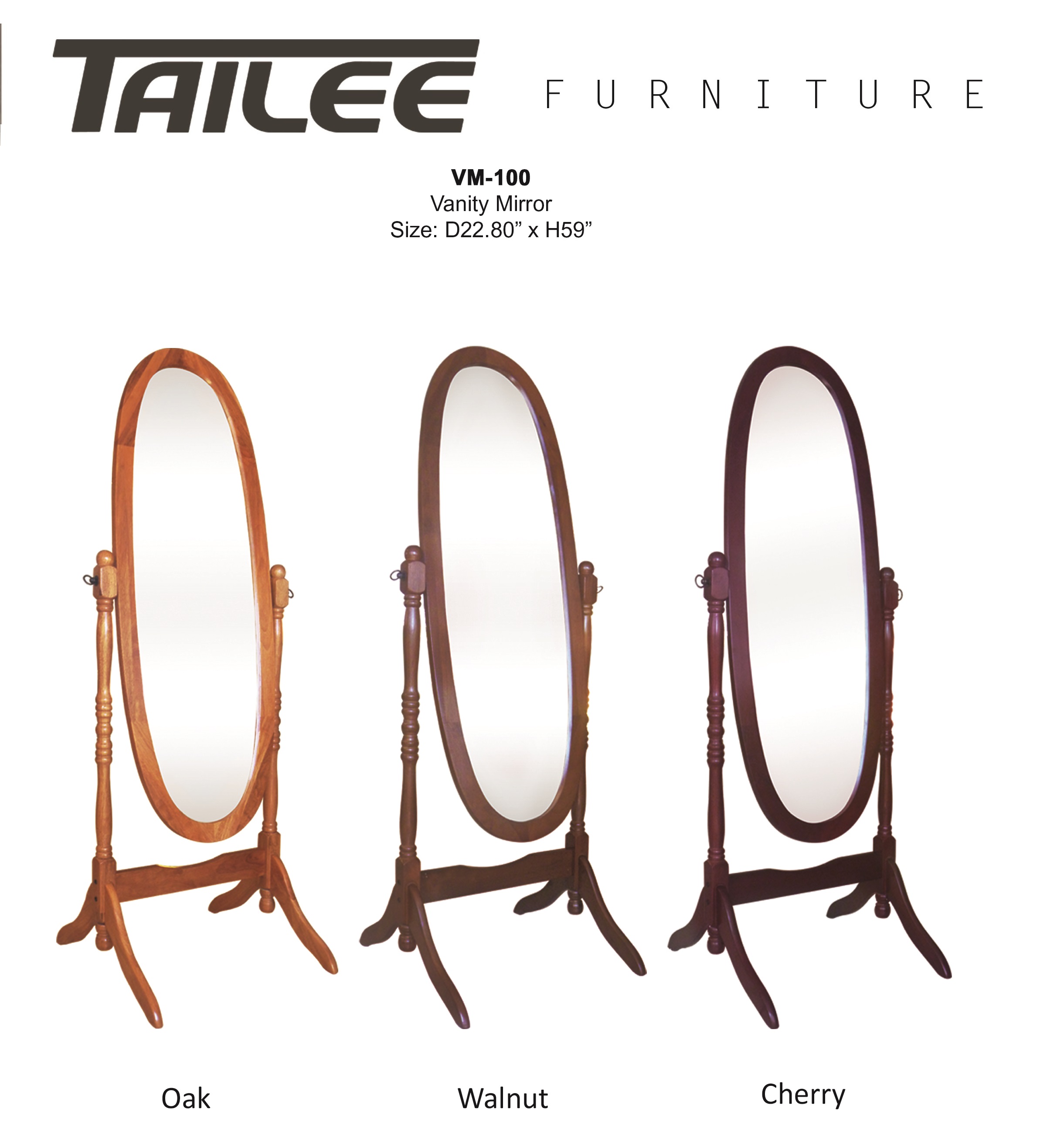Tailee VM-100 Vanity Mirror (Cherry) | Lazada PH