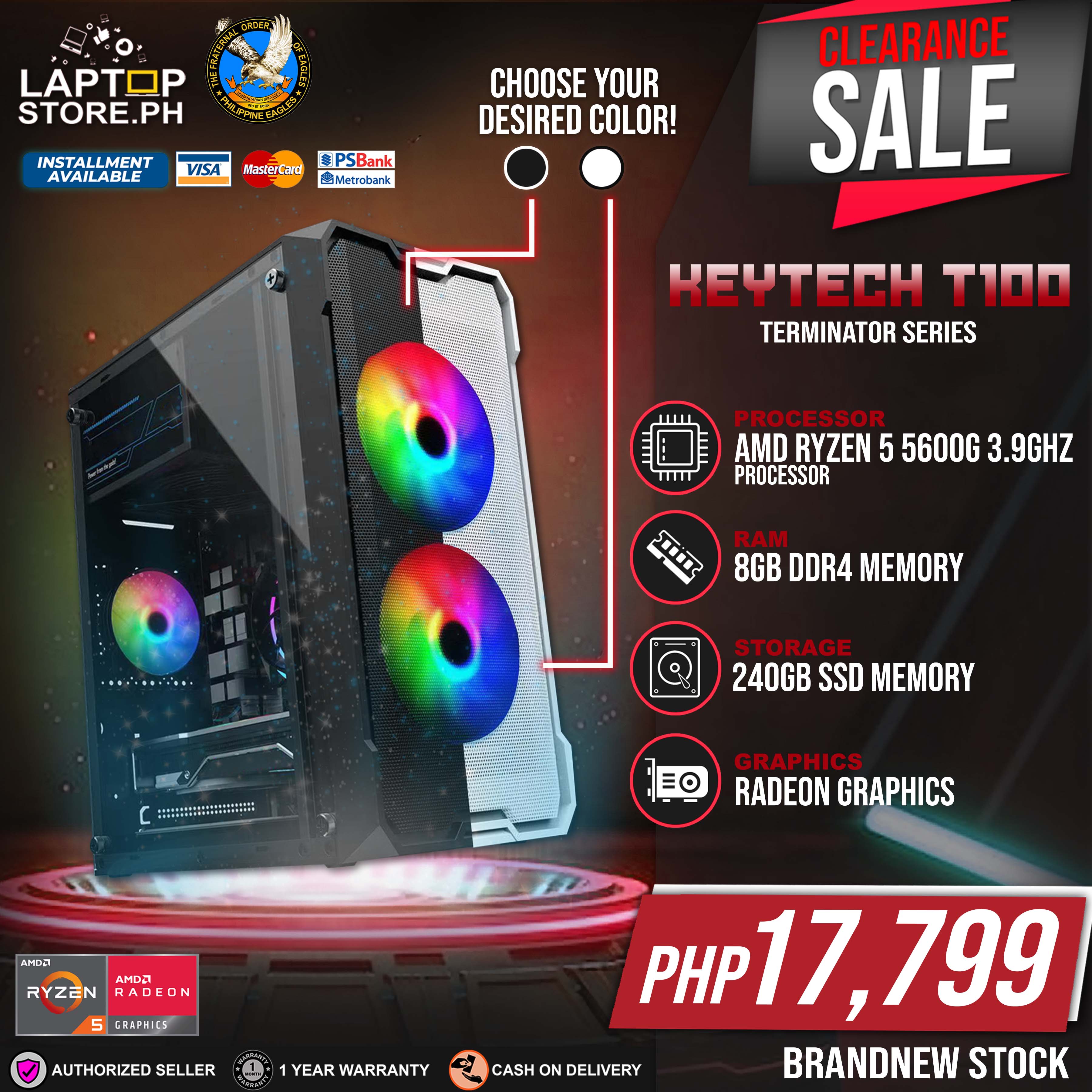 BRANDNEW Computer CPU System Unit Keytech T100-AMD Ryzen 5 5600G 3.9ghz ...