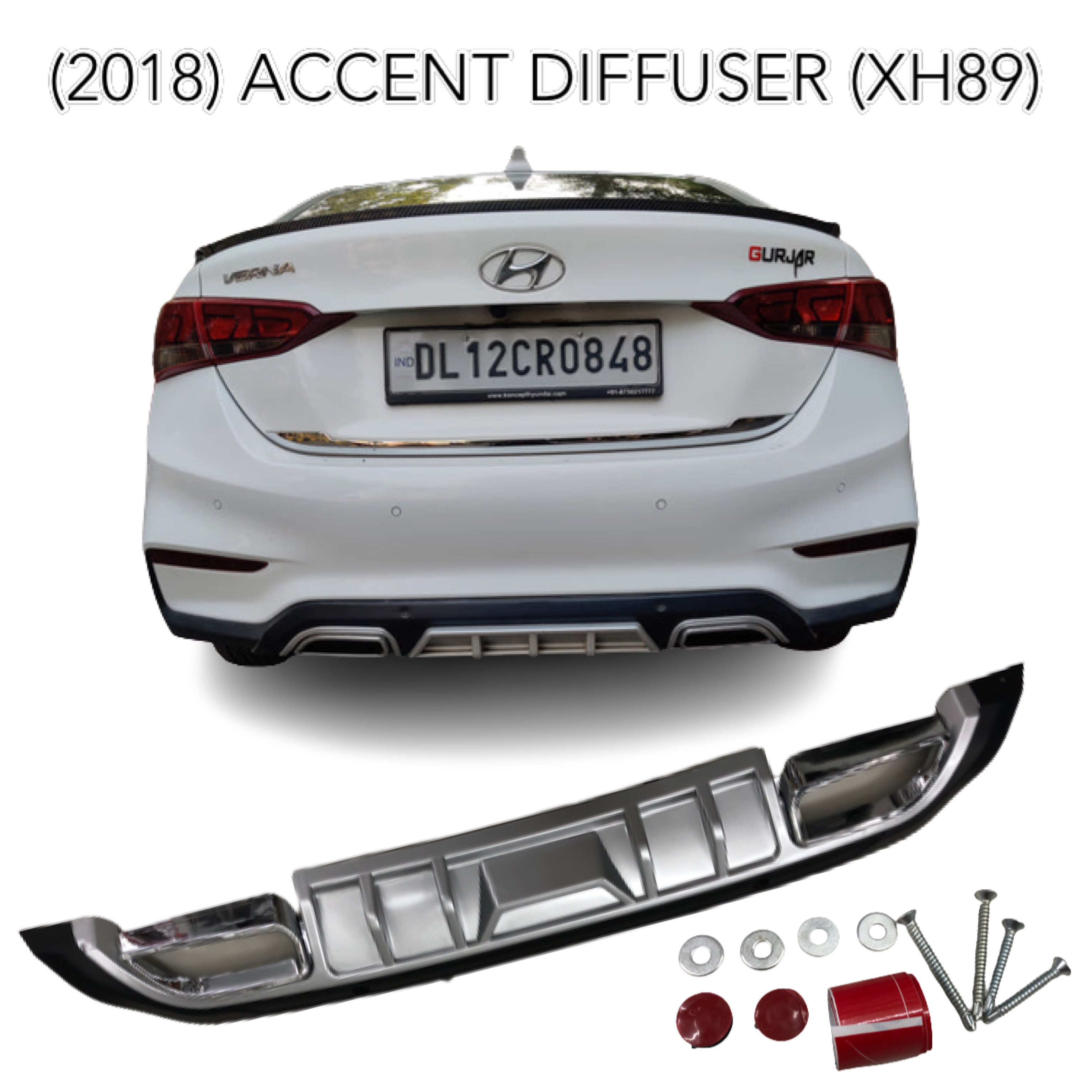 CPS 2018 Hyundai Accent Car Rear Bumper Diffusers Lip Spoiler Body Kits ...