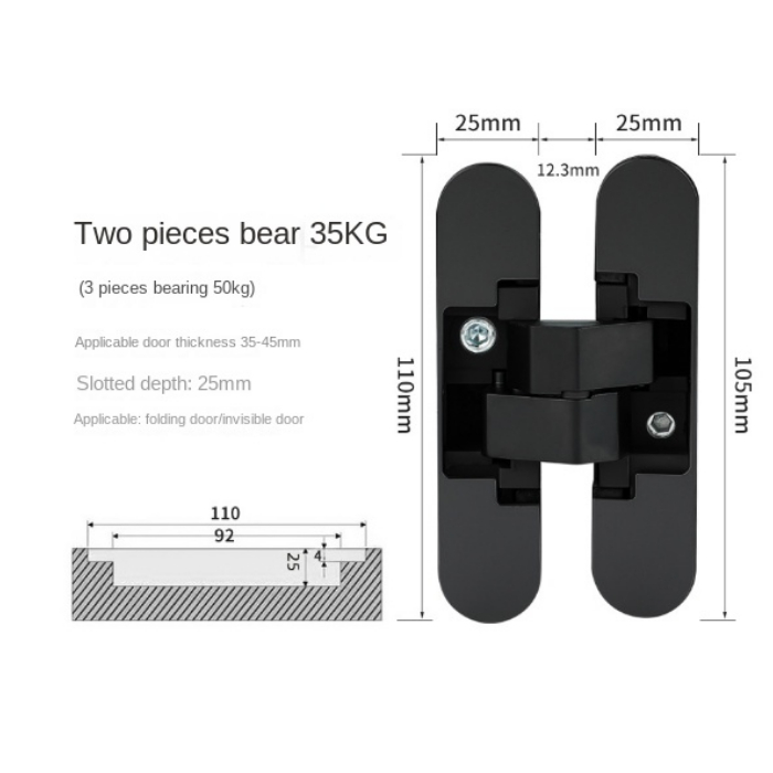 6 Inch Concealed Door Hinges Invisible Hinges Concealed Hinges 180 Degree Swing Hinge 3 Way ...