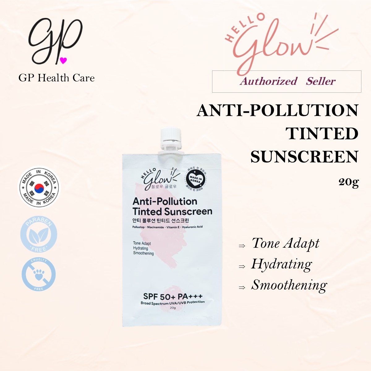 Hello Glow Anti-Pollution Tinted Sunscreen SPF50+ 20g - GP Health Care ...