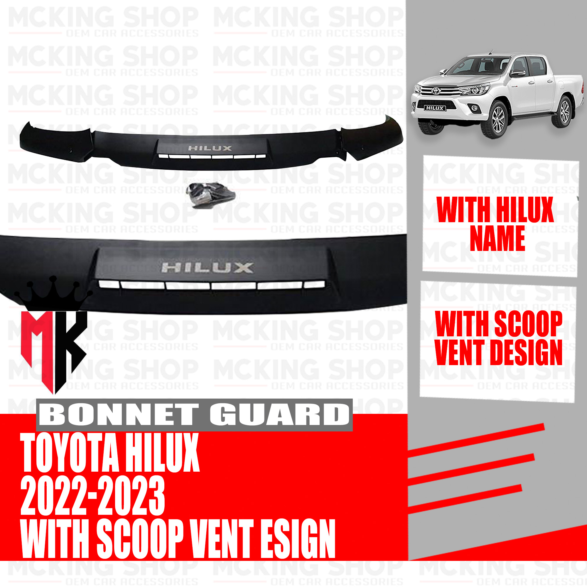 Toyota Hilux 2020-2023 Hood Guard / Bonnet Guard Protector with Scoop ...