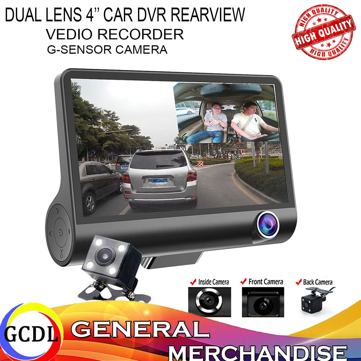 QCY A27/A27PRO- 4" Full HD 1080p Lens Dash Cam Rearview Car DVR 170 ...