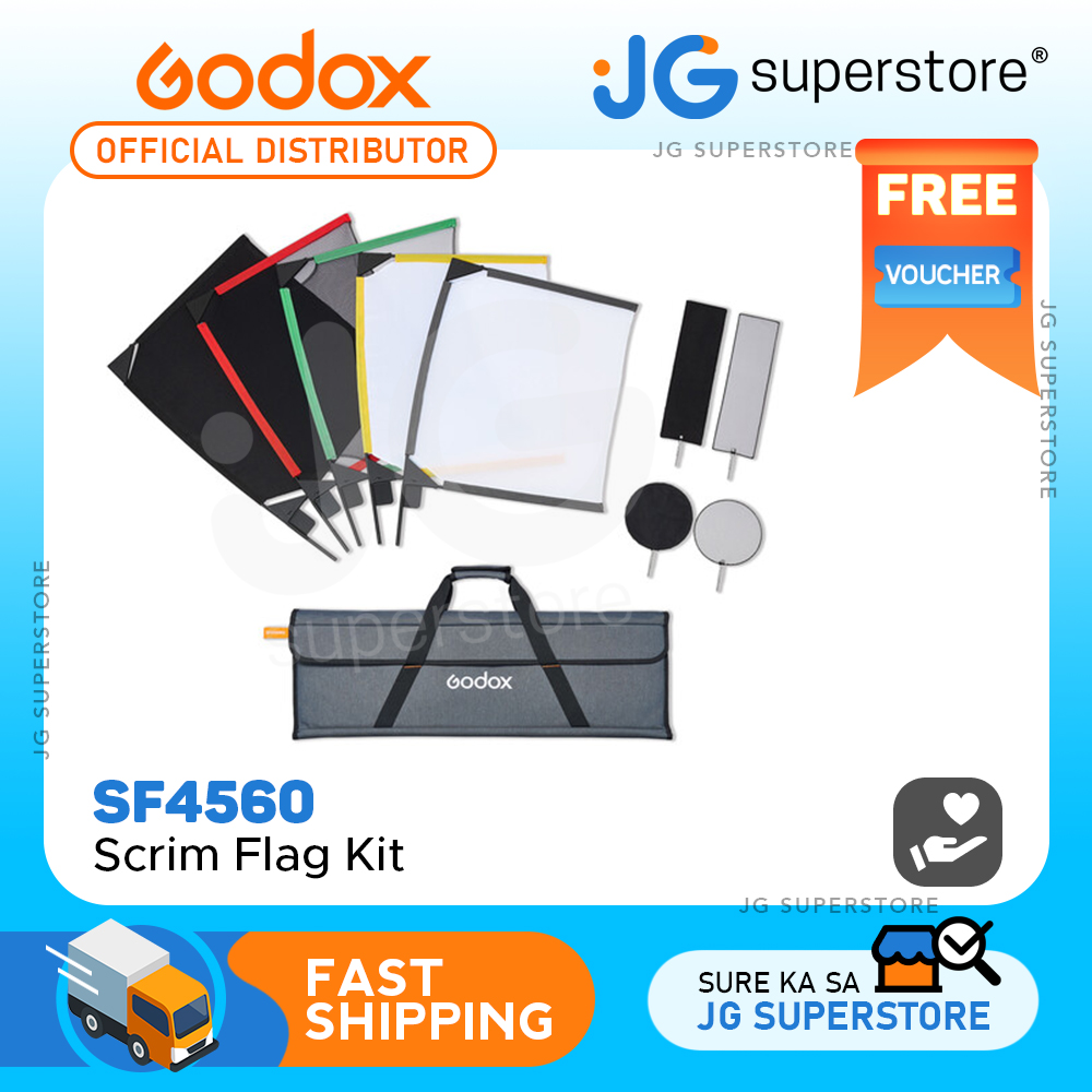 Godox Scrim Flag Kit with 9 Light Blocks Filters Silk Screens and Nets ...