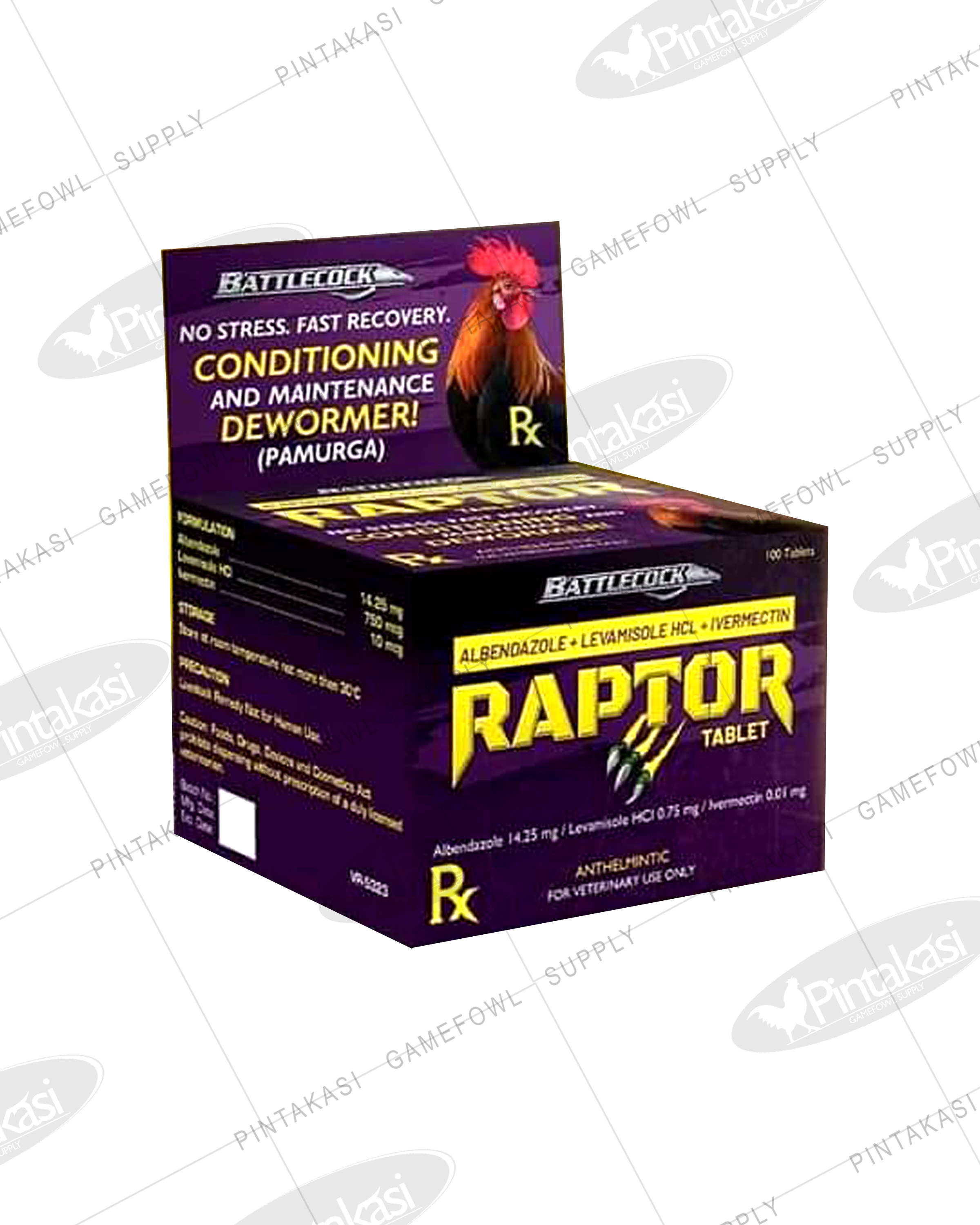 PINTAKASI Battlecock Raptor 100 Tablets Anthelmintic Dewormer for ...