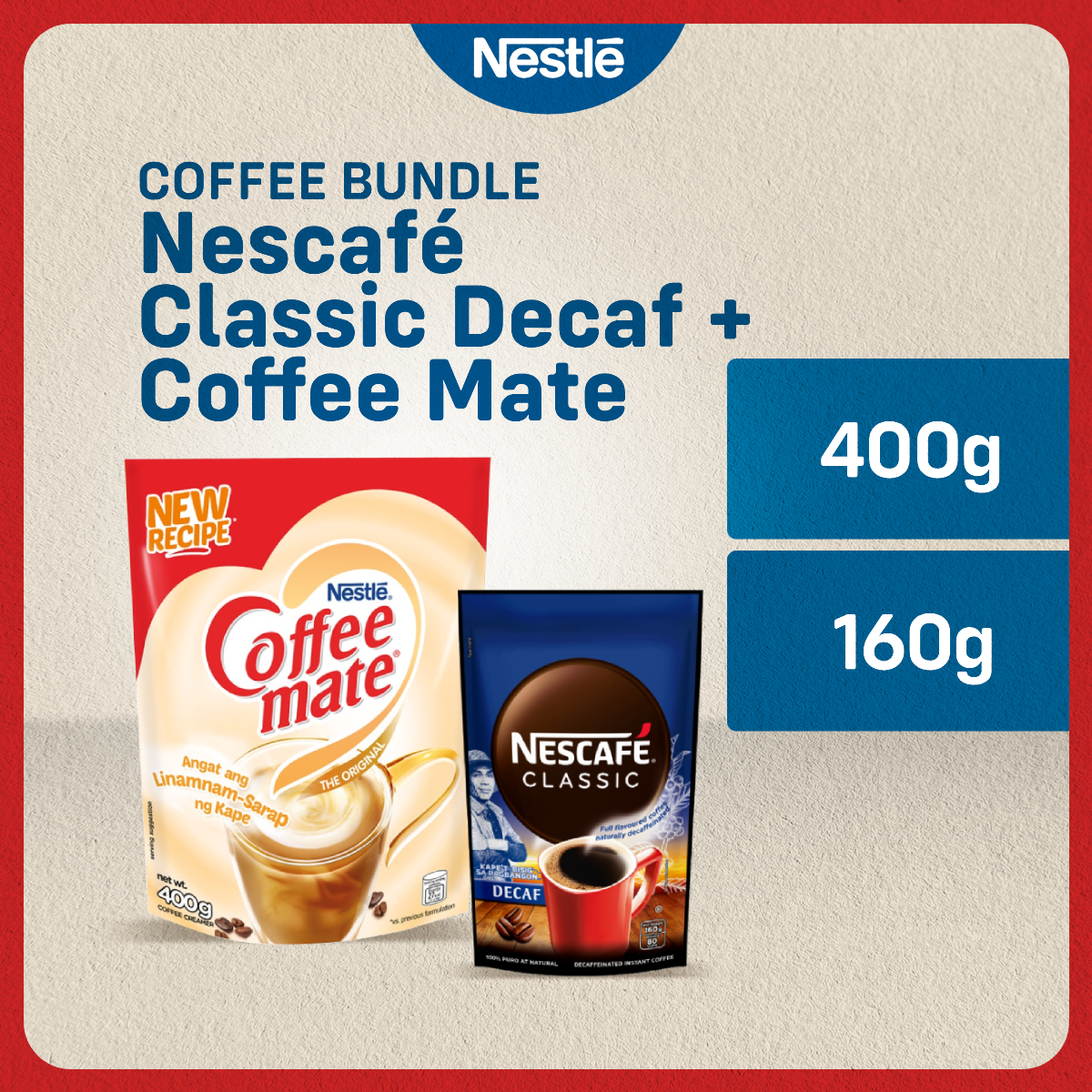 NESCAFÉ CLASSIC DECAF Instant Coffee 160g + NESTLÉ COFFEE MATE Coffee ...