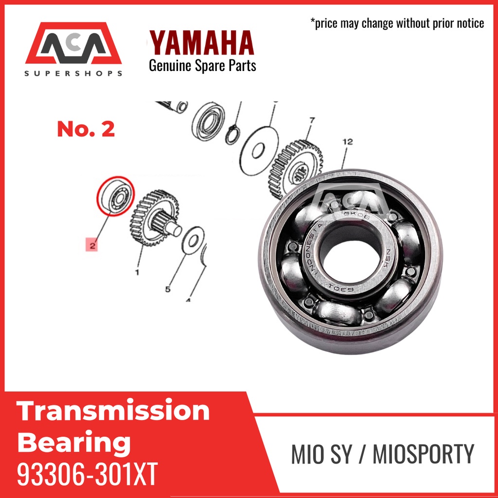 NMAX/ MIO SPORTY 6301 TRANSMISSION BEARING (93306-301XT) (YAMAHA ...