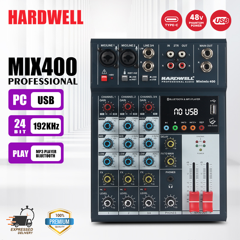 YAMAHA M4/HARDWELL MIX400 Audio Mixer 4 channels, Bluetooth/USB/MP3 ...