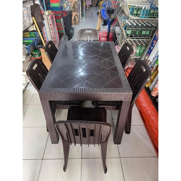 【Spot in Manila】NEW! Ichiban 6 Seaters Rattan Table set (Free Delivery ...