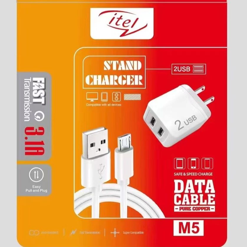 ITEL 2 in 1 travel fast charging 3.1A charger Dual usb adapter with ...