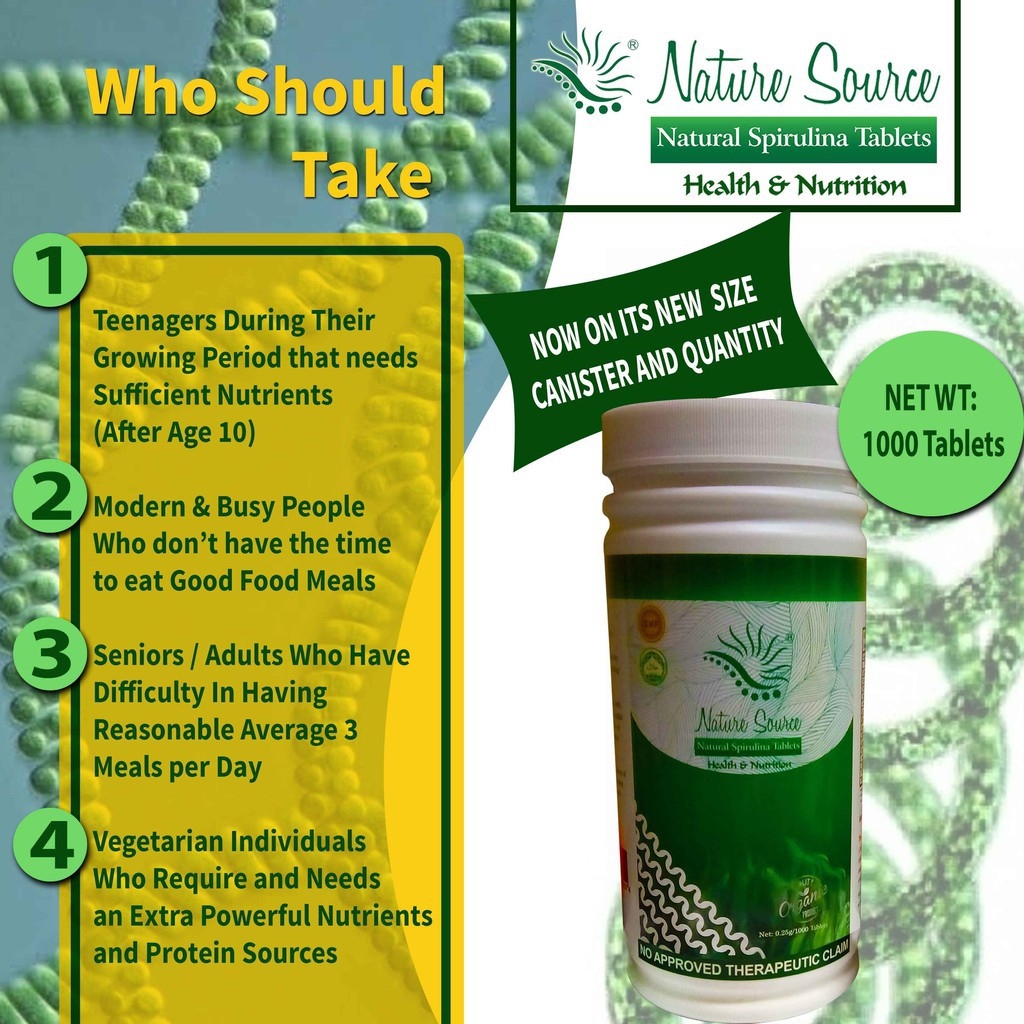 NATURE SOURCE SPIRULINA (1000 tablets) in Canister Health i Natural I Organic I Food Supplement ...