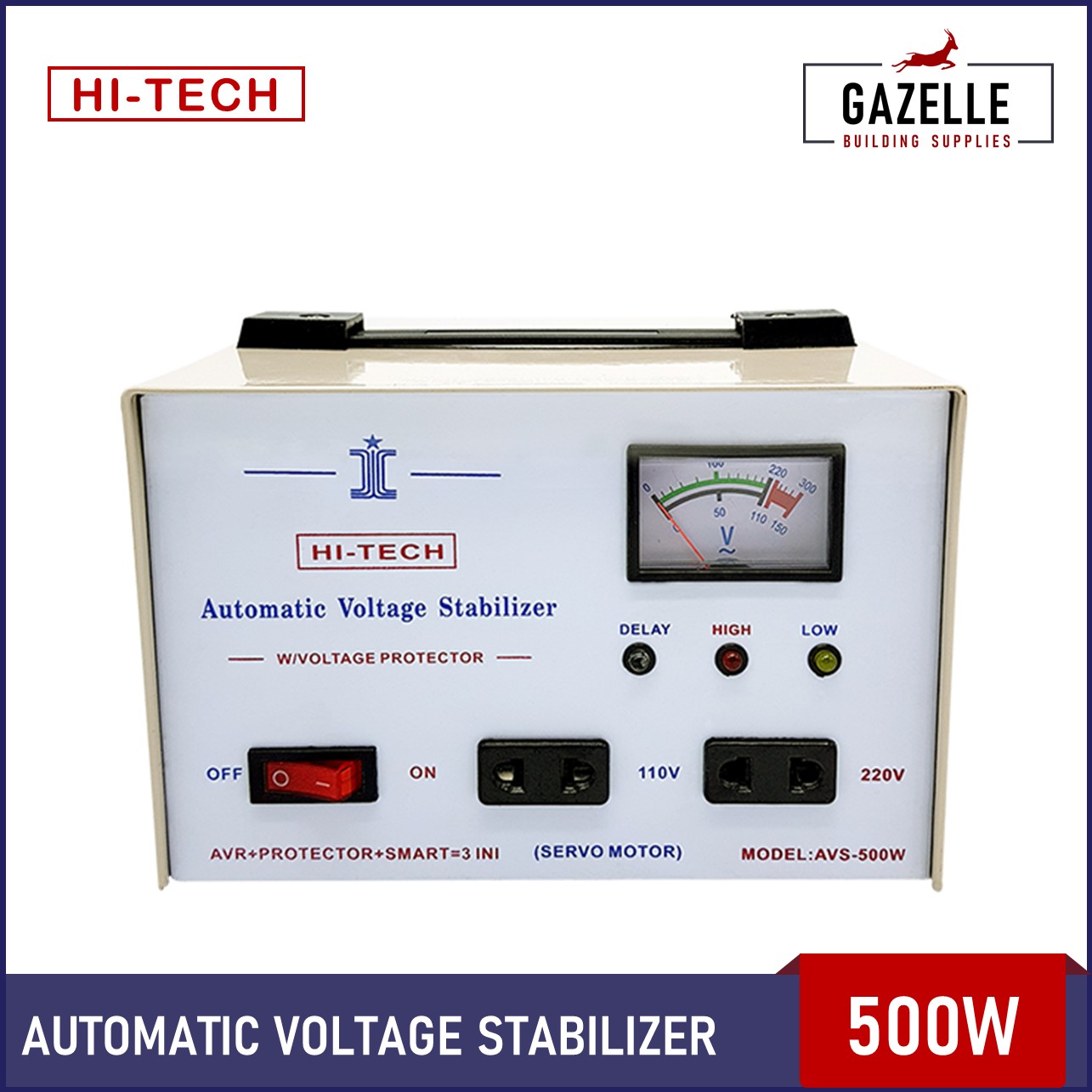 Hi-Tech 500W AVR Automatic Voltage Regulator Stabilizer Servo Motor ...