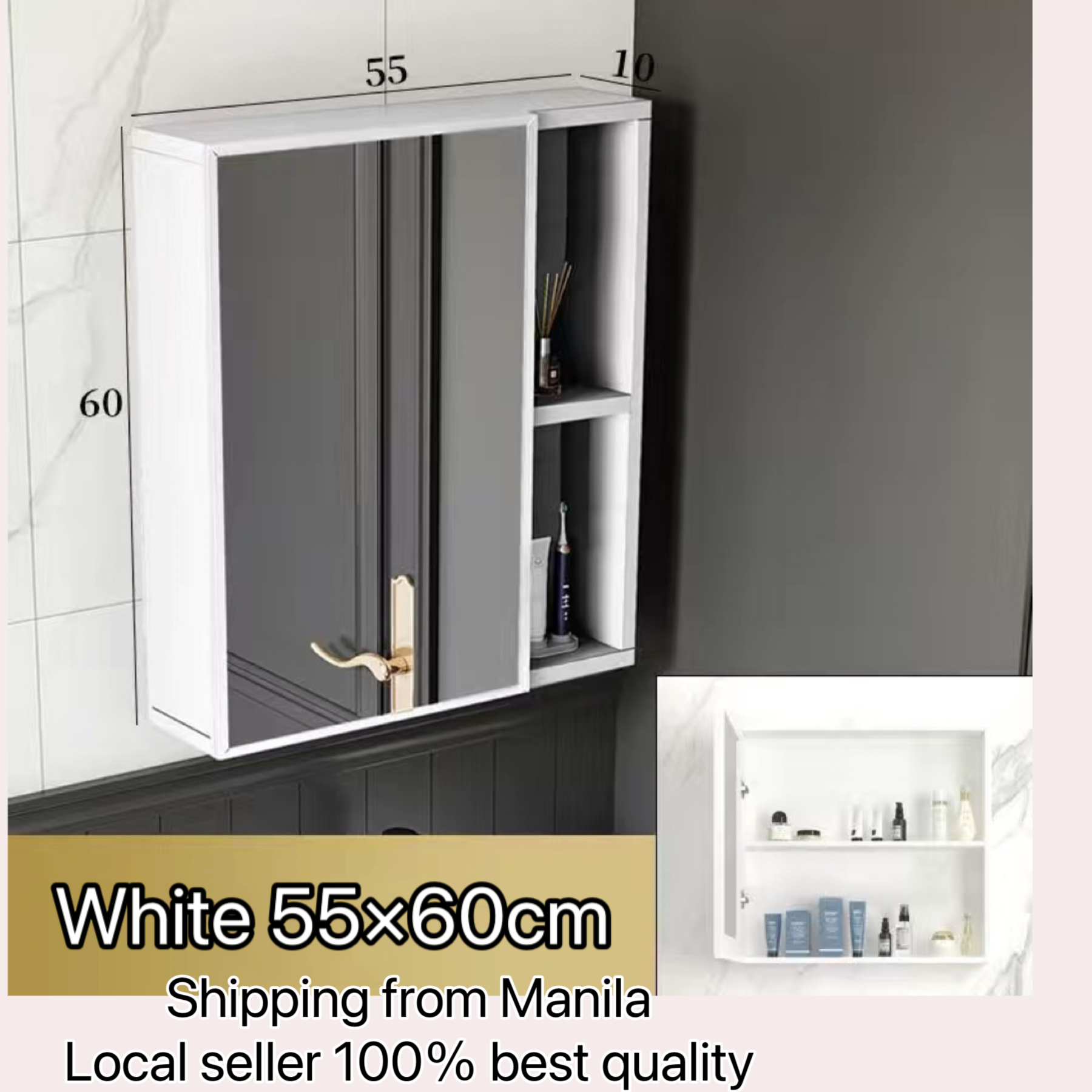 Bathroom Mirror Cabinet with Light Dual Touch HD Mirror waterproof ...