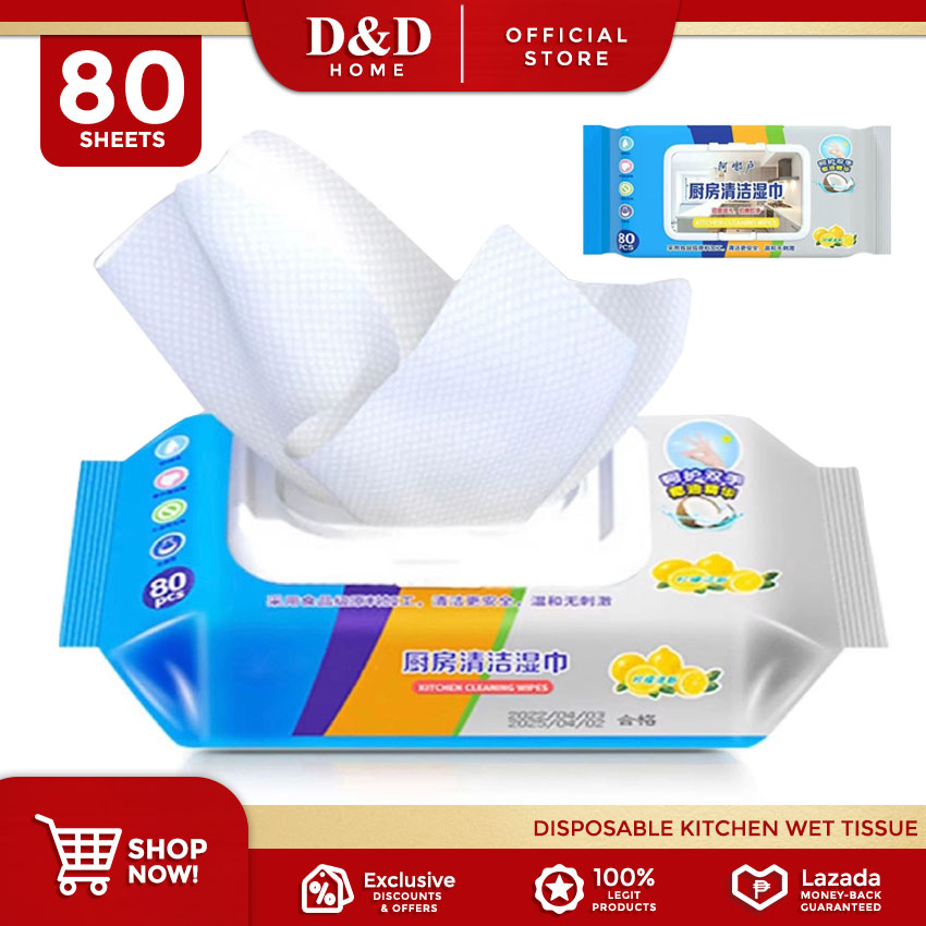 D&D Home | 80pcs Kitchen Wipes 80PCS Disposable Kitchen Wet Tissue ...