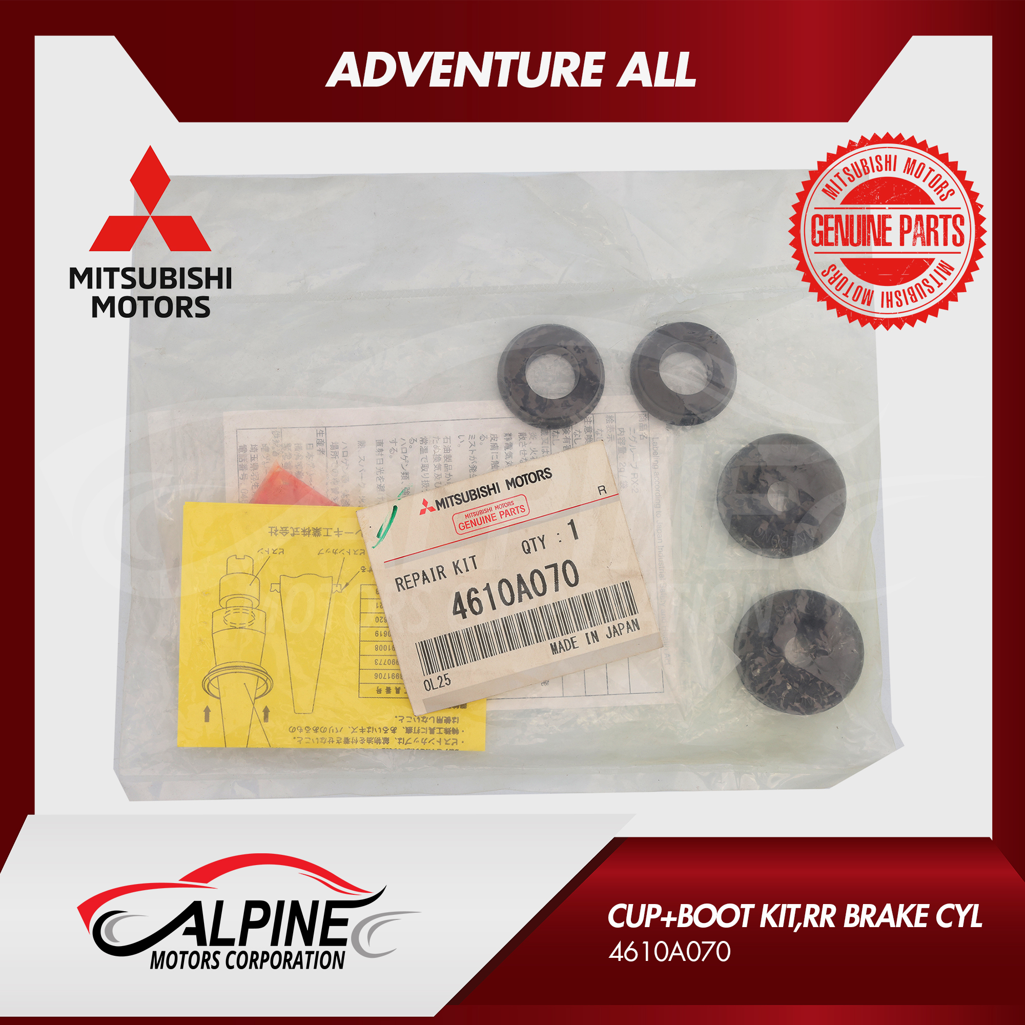 Mitsubishi Genuine Parts: CUP+BOOT KIT,REAR BRAKE CYLINDER FOR ...