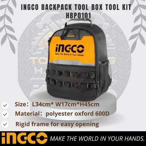 Ingco Tools Backpack Tool Box Tool Kit HBP0101 | Lazada PH