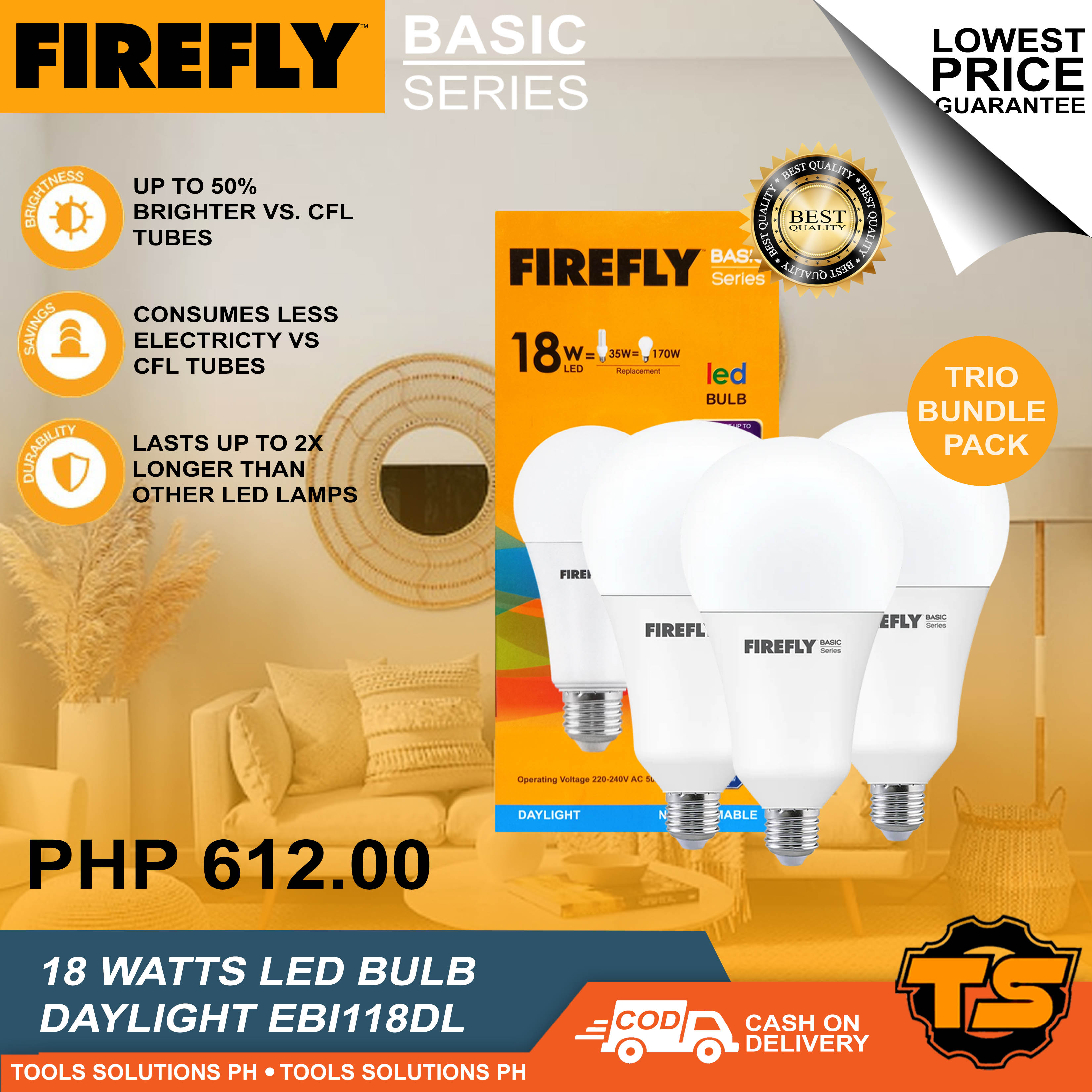 FIREFLY BASIC SERIES DAYLIGHT LED LAMPS 3W, 5W, 7W, 9W, 11W, 13W, 15W, 18W AND 20W TRIO BUNDLE ...
