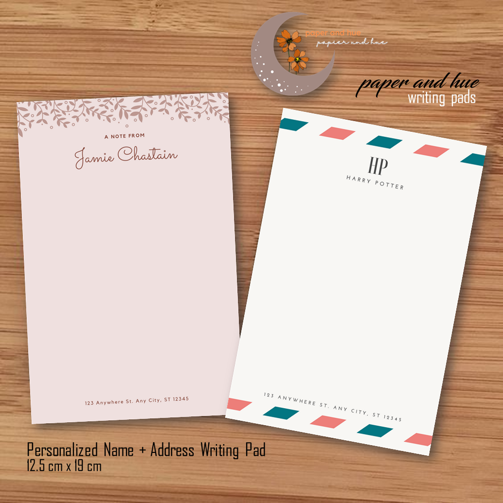 Personalized Name + Address Writing Pad/ Notepad in Vines in Beige ...