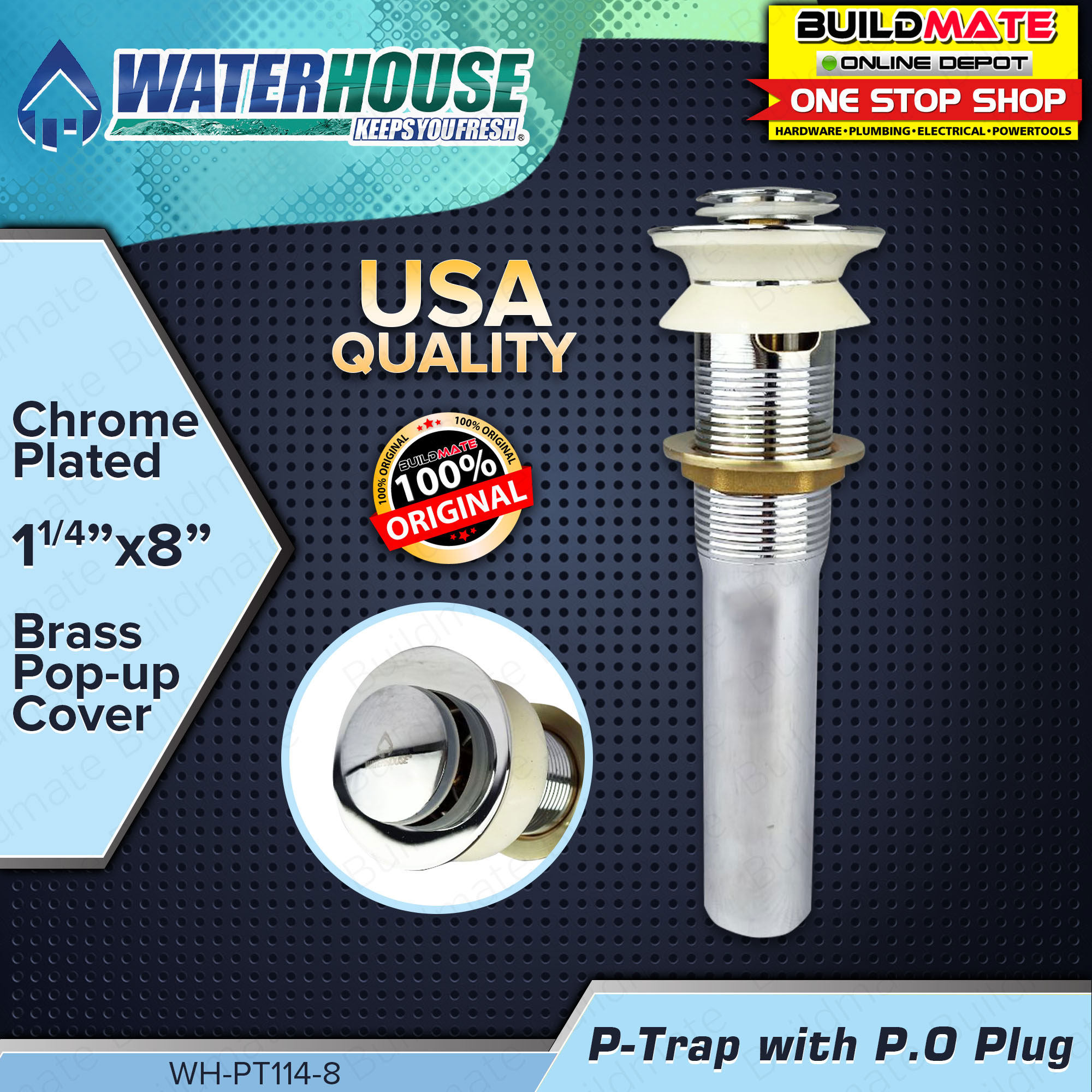 WATERHOUSE by POWERHOUSE P.O Plug with Chrome Plated Brass Pop-Up Cover ...