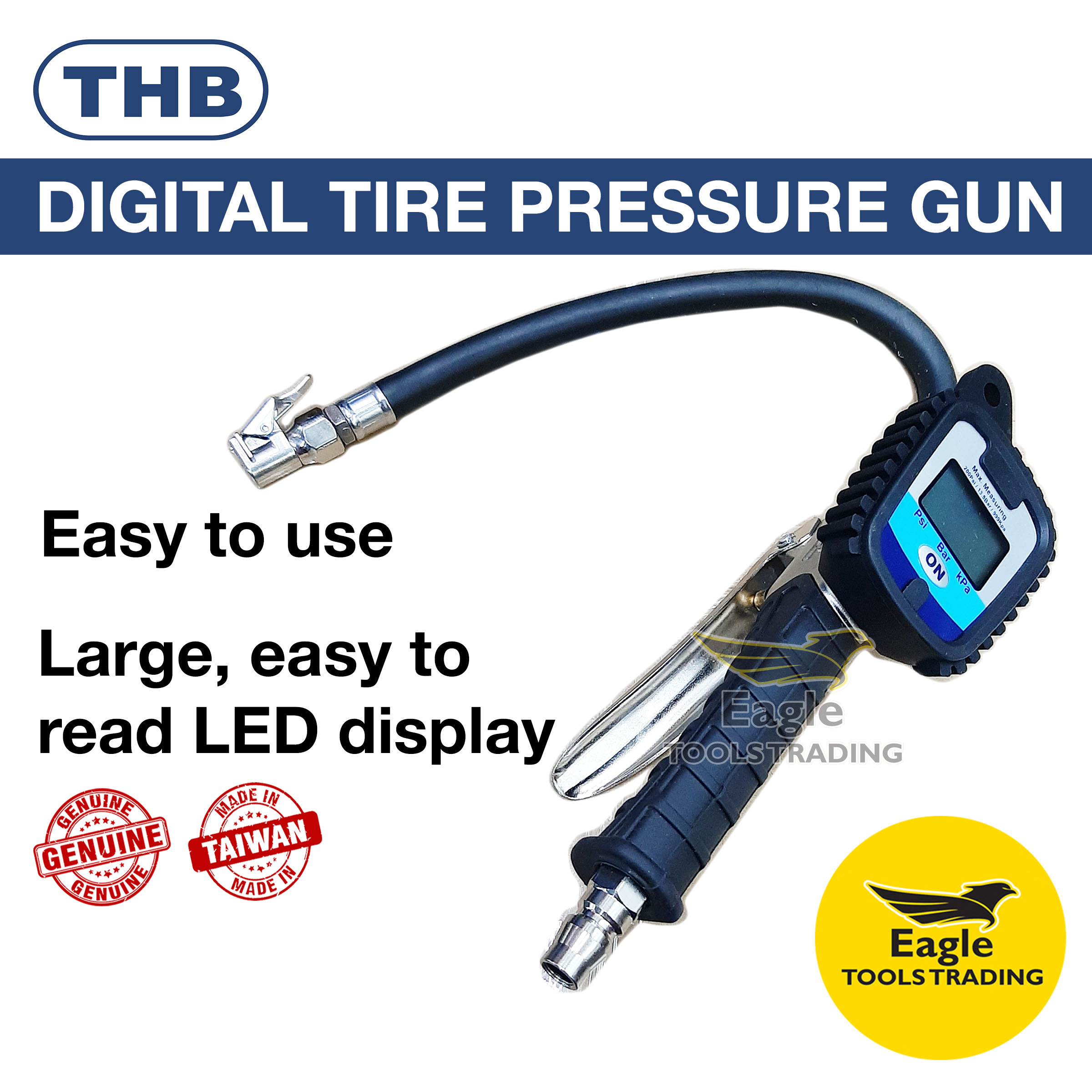 THB Digital Tire Pressure Gun With 30cm Rubber Tube (BG40A) | Lazada PH