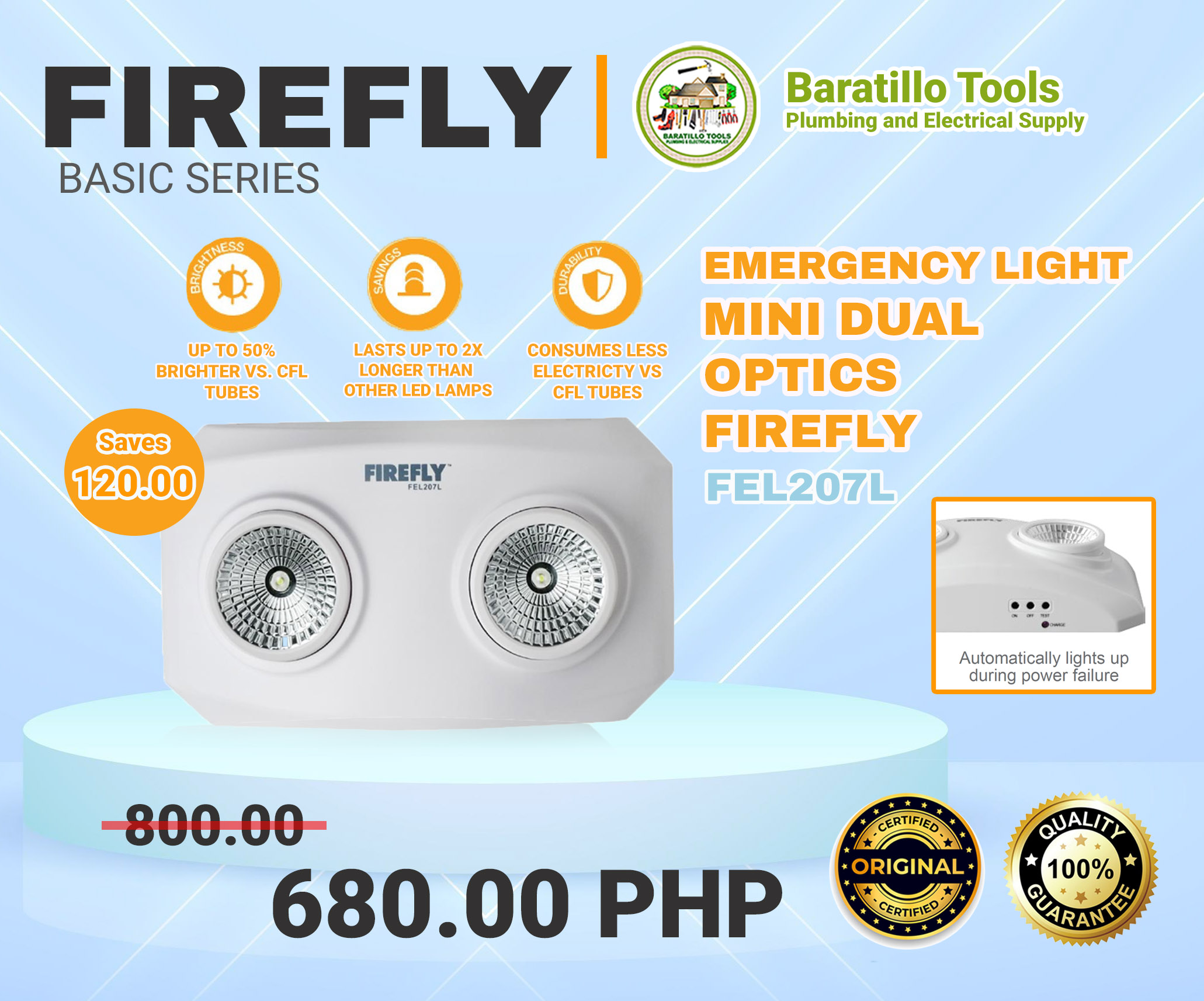 FIREFLY Emergency Light LED Mini Dual Optics FEL207L | Lazada PH