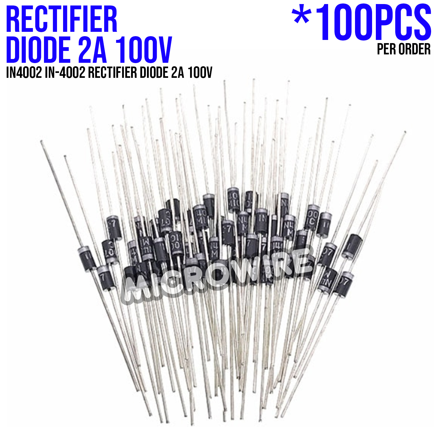 100PCS IN4002 IN-4002 Rectifier Diode 2A 100V | Lazada PH