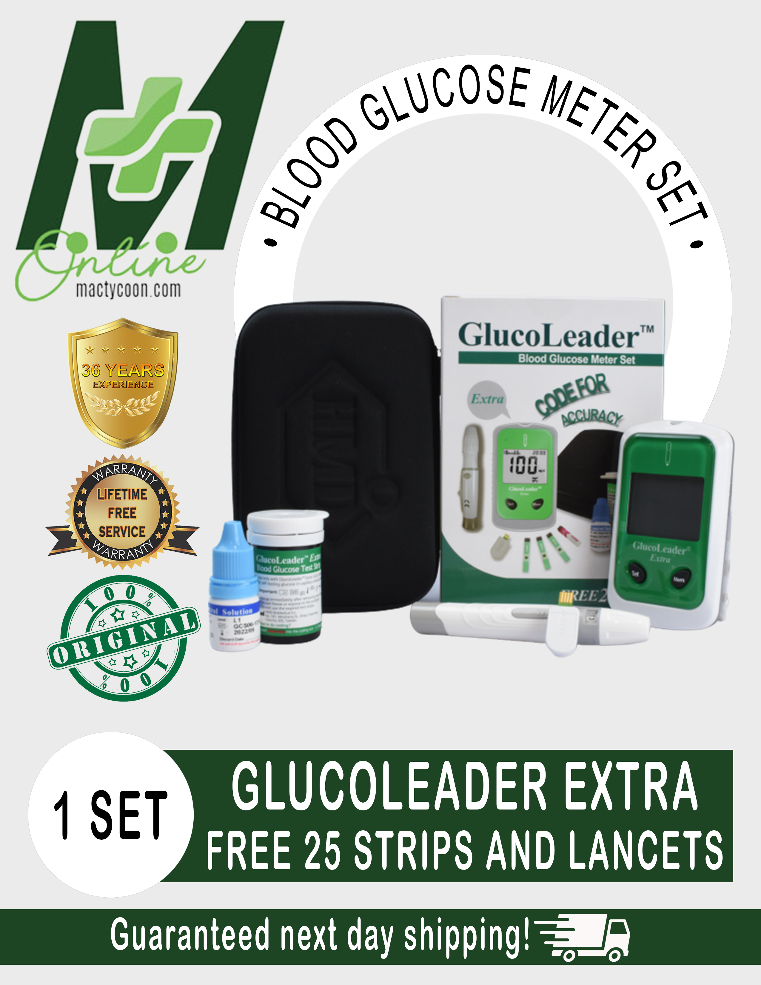 Glucoleader Extra Blood Glucose Meter Sets Blood Sugar Monitor | Lazada PH