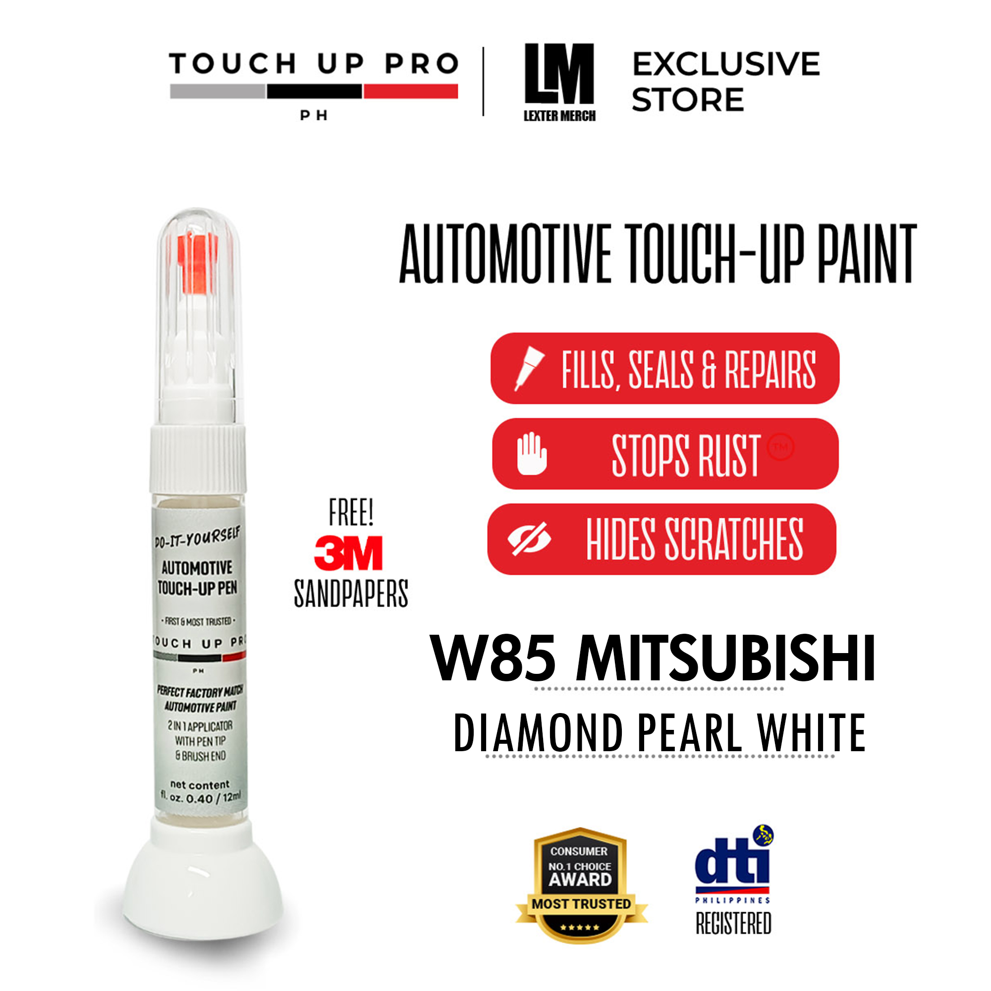 W85 Diamond Pearl White Mitsubishi Touch up Pro Permanent Touch Up ...