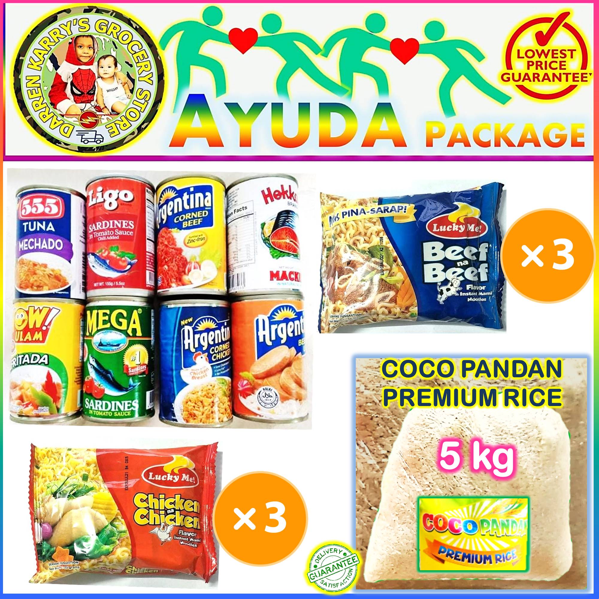 Ayuda Package * Coco Pandan Premium Rice 5kg * 555 Tuna * Ligo & Mega ...