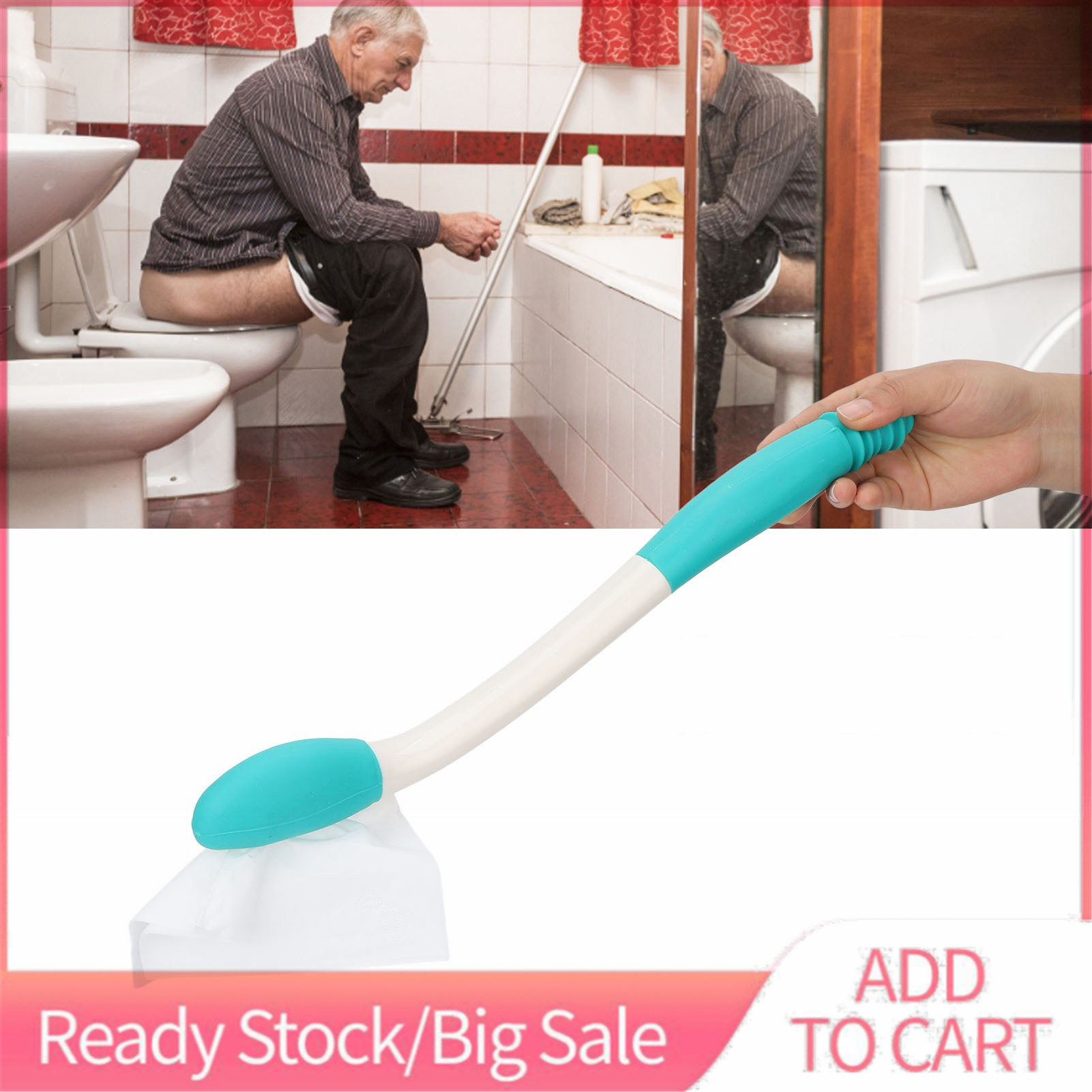 Toilet Aid Wiper Self Assist Bathroom Bottom Butt Wipe Helper Wand Long ...