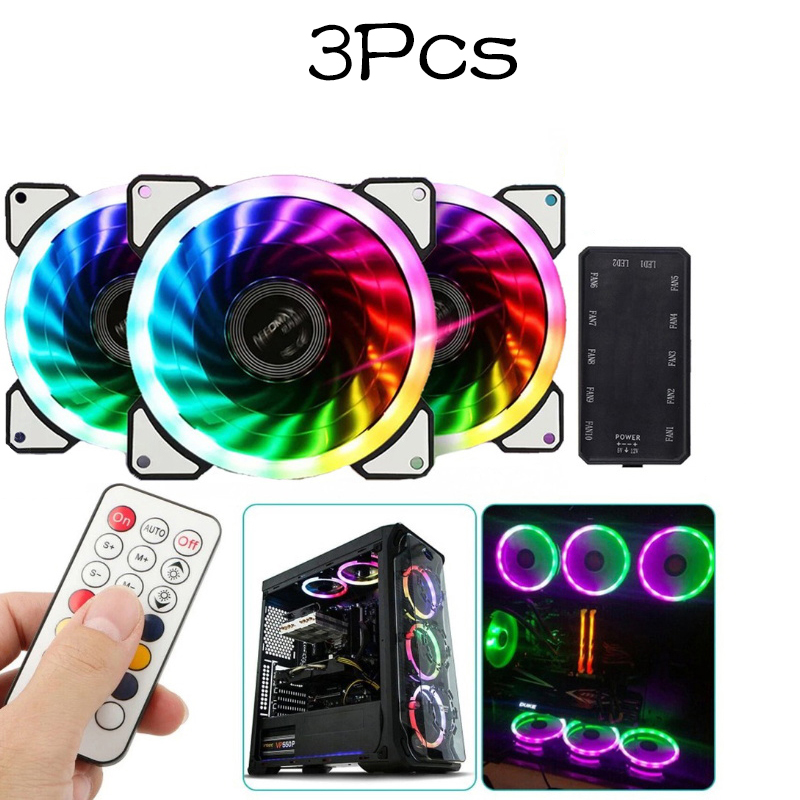 Needmax 3 Pcs PC Fan 12V 6 Pin 120mm RGB Cooling Fan with Light ...