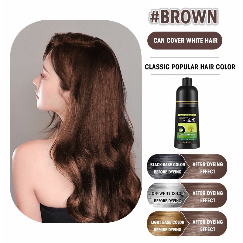 500ML Brown Hair Shampoo Herbal Hair Dye Shampoo Brown/Black Color ...
