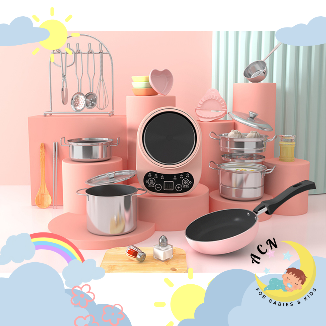 【COD】 Real Cooking Set for Kids Kitchen toy set Utensils Pretend Play ...