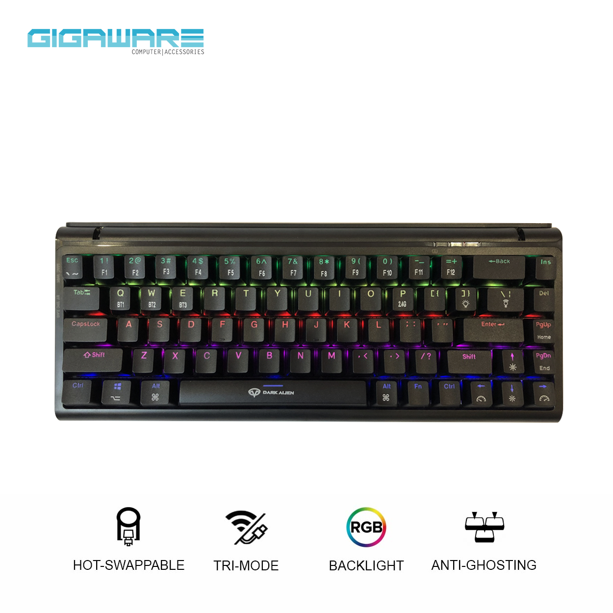 Dark Alien K68 DIY Customized Mechanical Keyboard 65% Tri-Mode ...