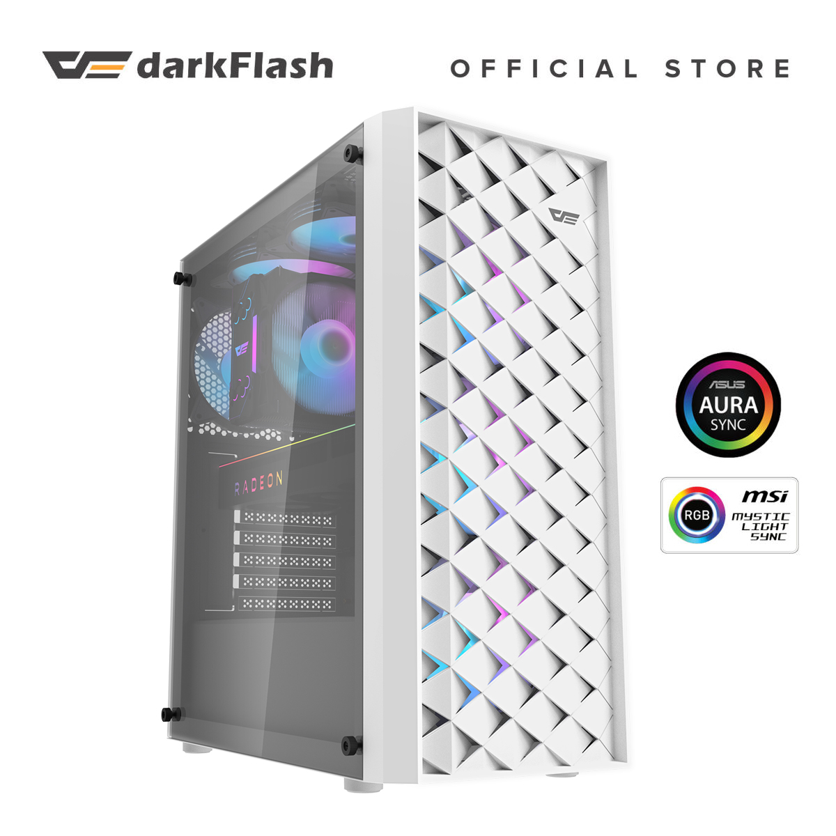 darkFlash DK351 Tempered Glass ATX PC Case With 4pcs A-RGB fans | Lazada PH