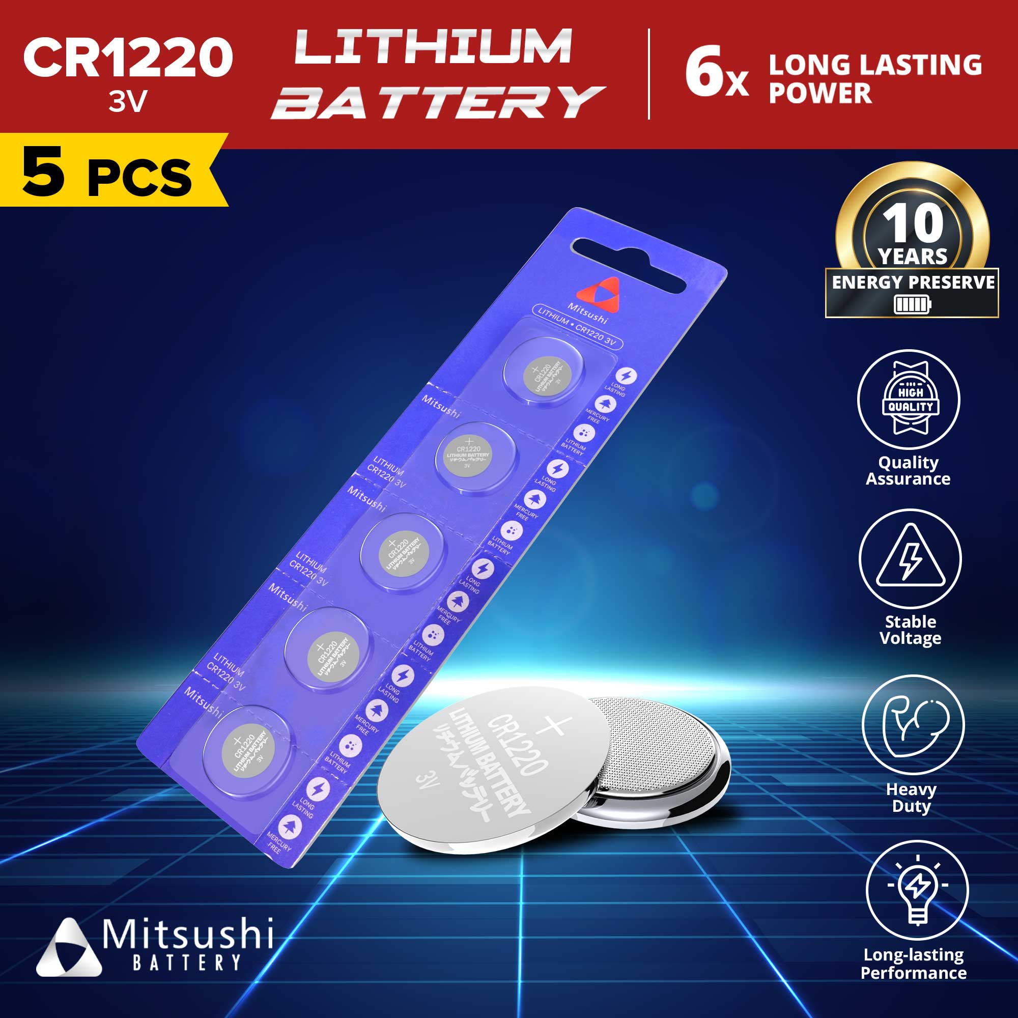 Mitsushi CR1220 3V 5pcs. Lithium Button Cell Battery | Lazada PH