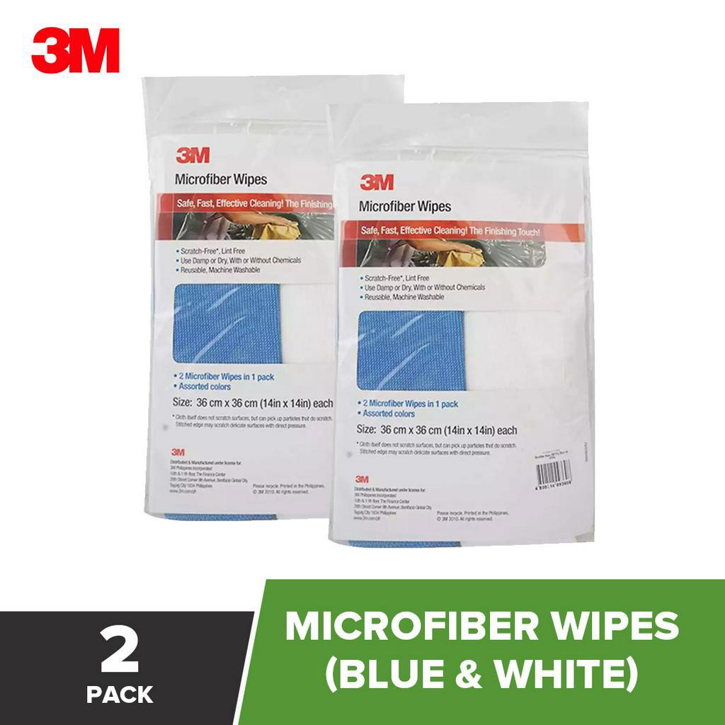 3M Microfiber Cloth Wipes (2pcs/pk) Blue & White Set of 2 PackFFs ...