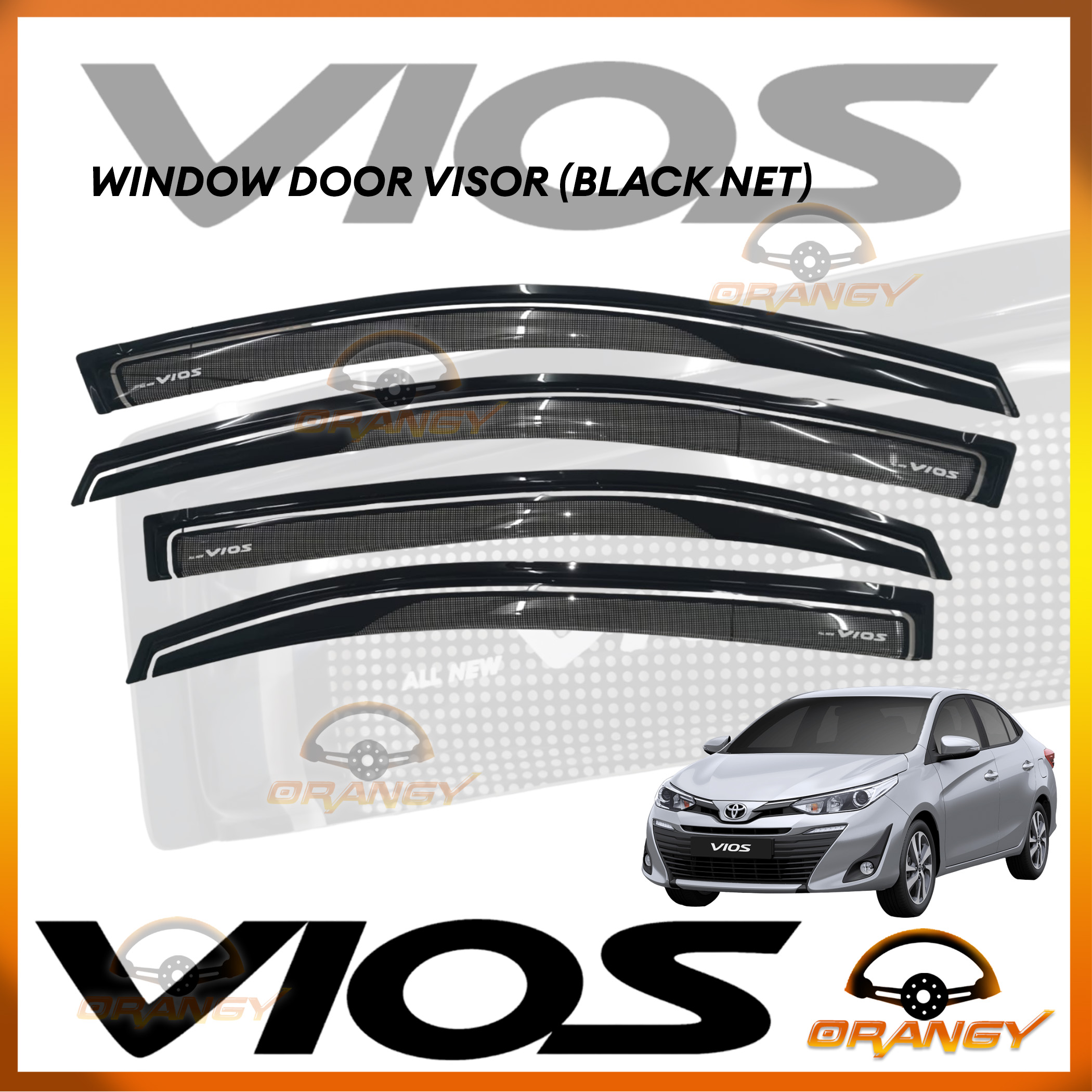 Toyota Vios 2019 to 2024 Window Door Rain Visor Black INJECTION TYPE ...