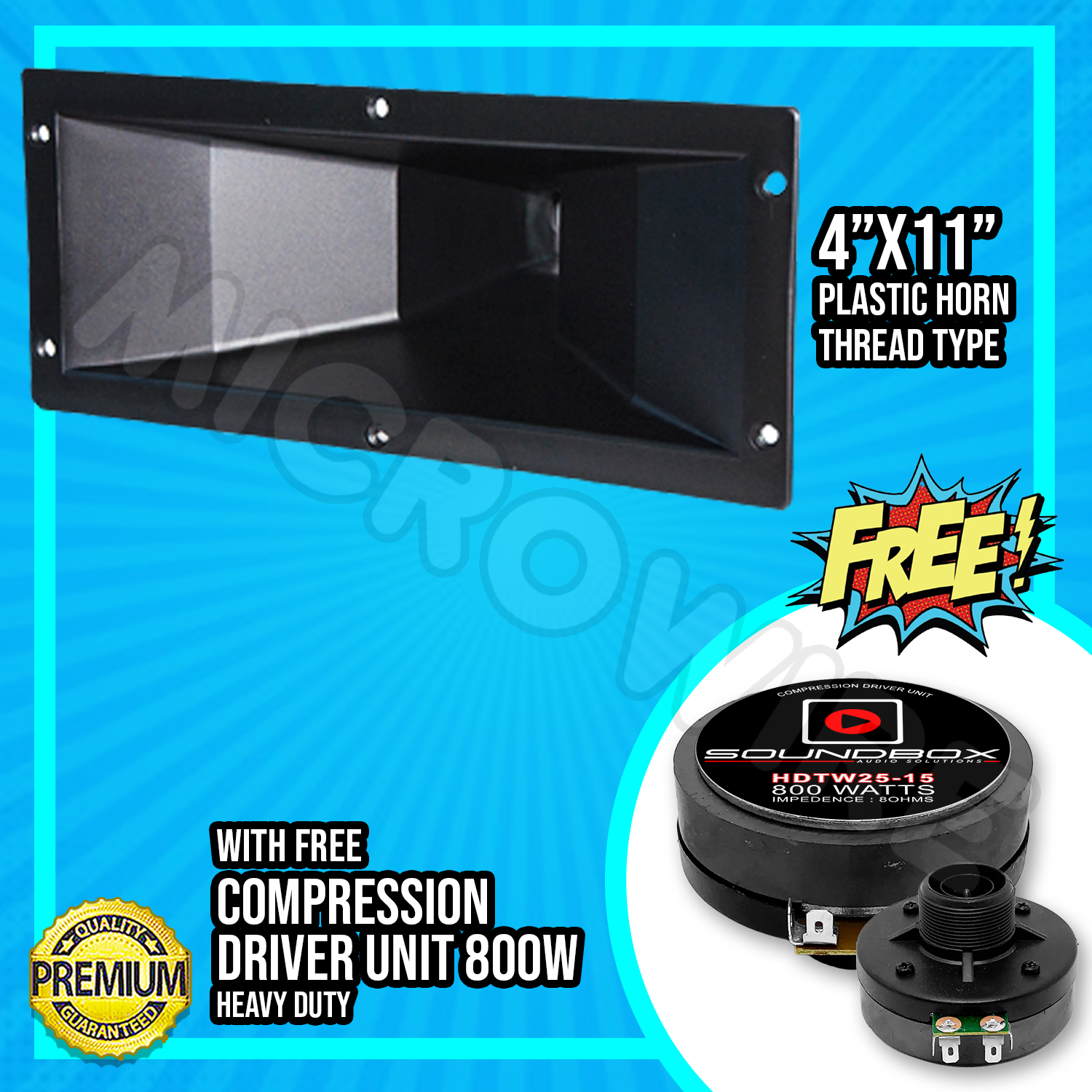 PLASTIC HORN 4X11 THREAD TYPE WITH FREE 800W COMPRESSION DRIVER ...