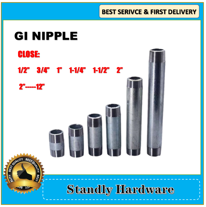 GI NIPPLE PIPE （galvanized fittings）（1/2 x 2---1/2 x 12) | Lazada PH