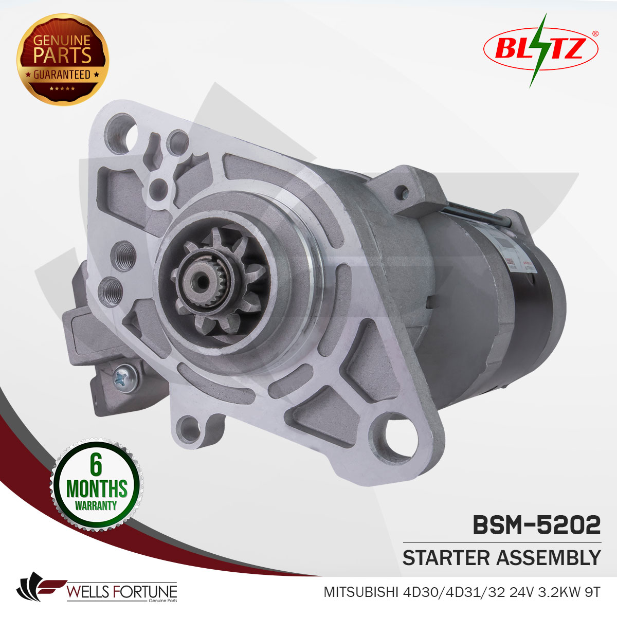MITSUBISHI 4D30 / 4D31 / 32 24V / 9T / 3.2KW BLITZ STARTER ASSEMBLY ...