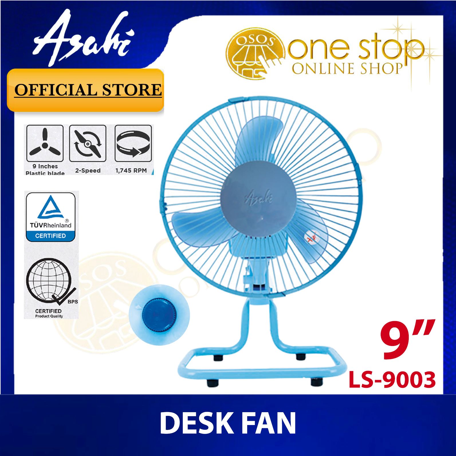 Asahi Original Electric Fan 9inches(230 mm) Desk Fan Banana Type LS ...