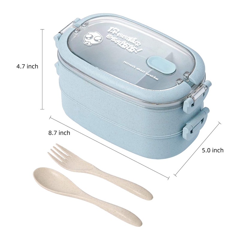Lunch Box 2-Layer Bento Box and Cutlery Set Lunch Boxes for Kid Adult ...
