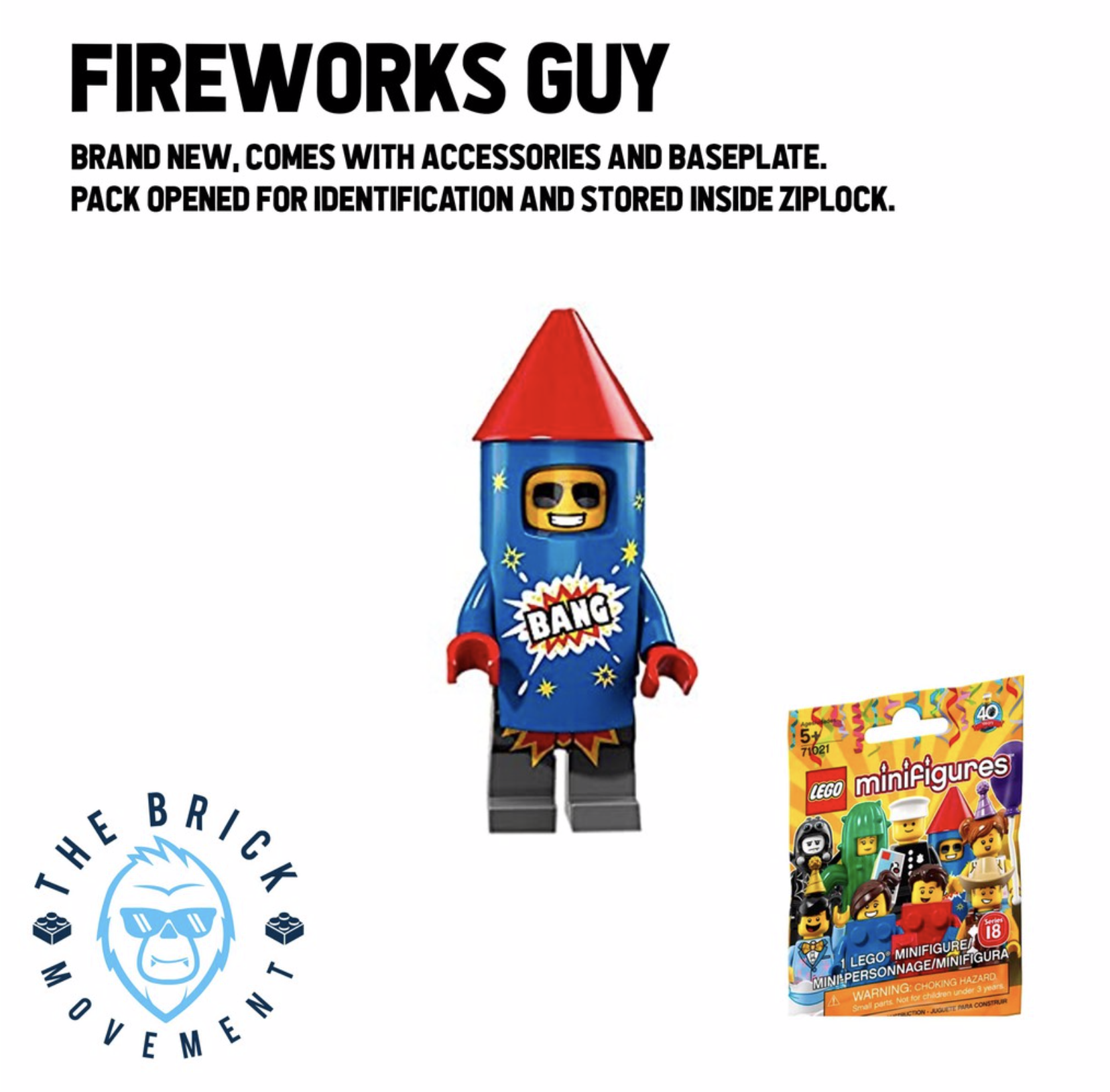 LEGO® Collectible Minifigure Series 18: Fireworks Guy Minifigure ...