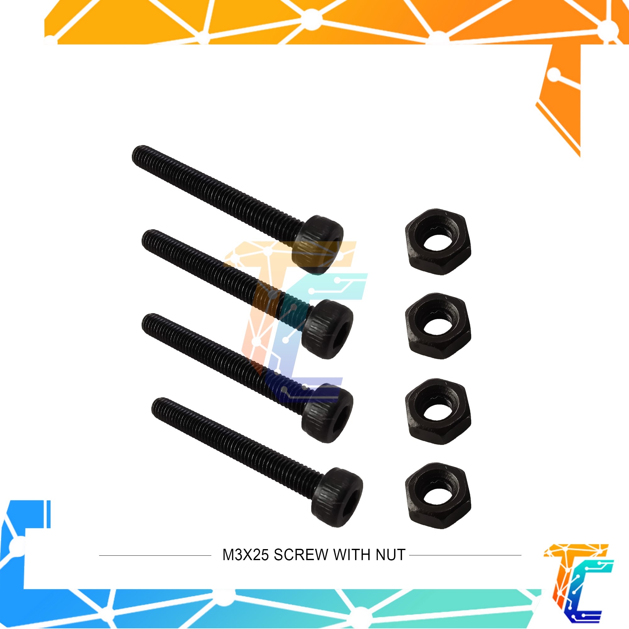 4pcs m3x25 screw with nut Black Hex Socket Button Head Screw M3x25mm ...