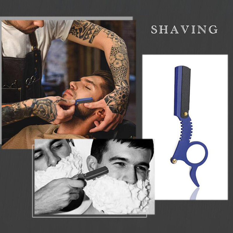 newdv2 Straight Edge Barber Razor Beard Shaving Thumb Stainless Steel ...