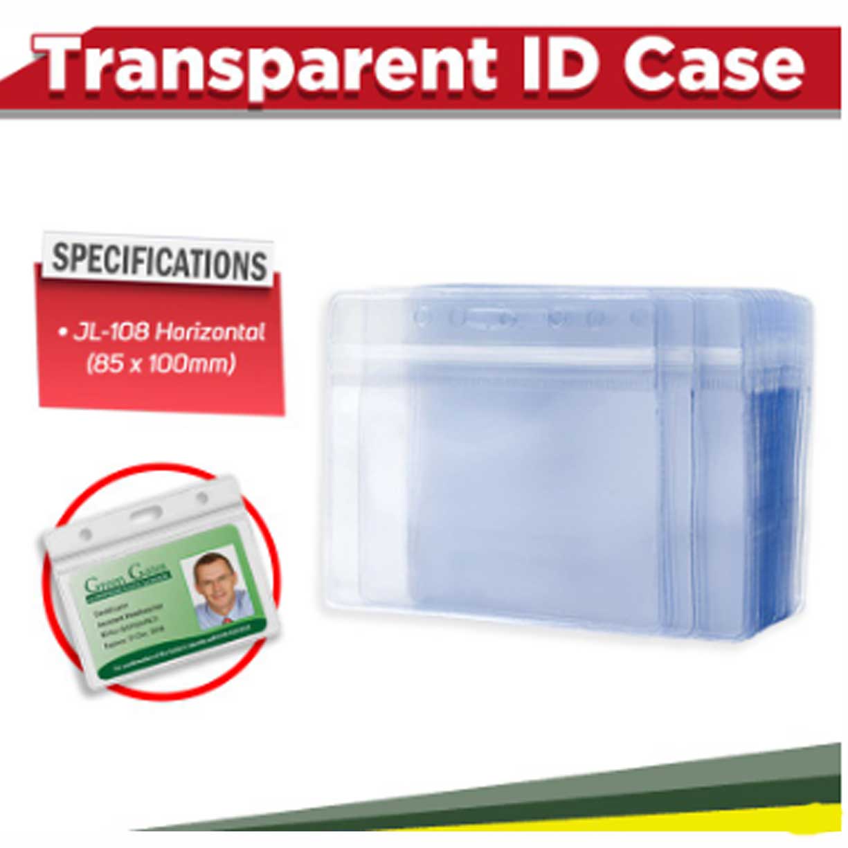 Transparent Plastic ID Holder with Zip Lock Vertical & Horizontal ID ...