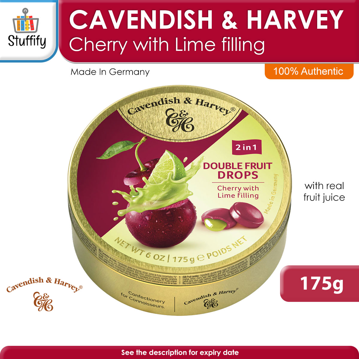 CAVENDISH & HARVEY 2 in 1 Double Fruit Drops (1 Can of 175g) Black ...